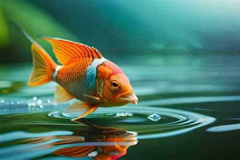Un Pescado Es Nadando En El Agua Generado Por Ai 32606846 Foto De