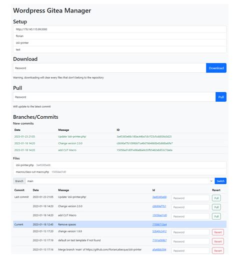 github florianlebecque wordpress gitea manager little single file page that help managing