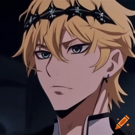 Anime Illustration Of Serious Man With Black Eyes Bleached Blond Hair