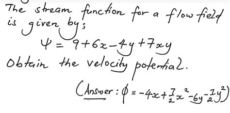 Solved Is The Stream Function For A Flow Field Given By Chegg