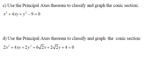 SOLVED C Use The Principal Axes Theorem To Classify And Graph The SolutionInn