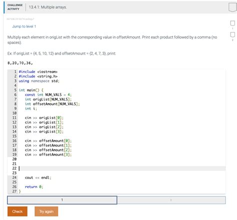 Solved CHALLENGE ACTIVITY Multiple Arrays Chegg
