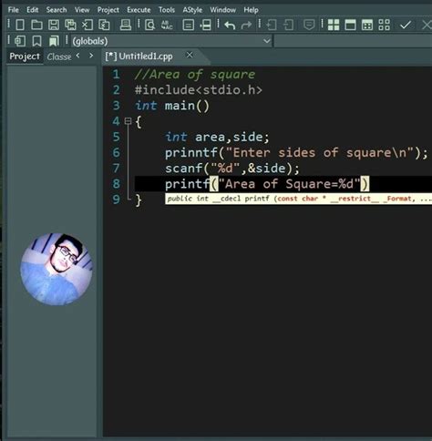 C Programming Area Of Square Coding With Sohail Youtube