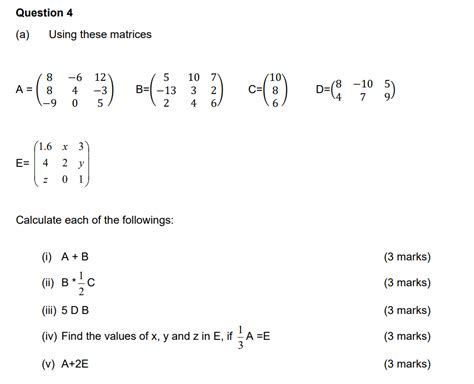 Solved A Using These Matrices Chegg