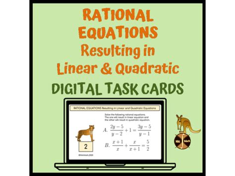Rational Equations Resulting In Linear And Quadratic Task Cards 2
