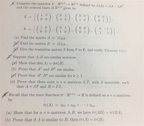 solved 2 suppose the linear operator l r2r2 has matrix