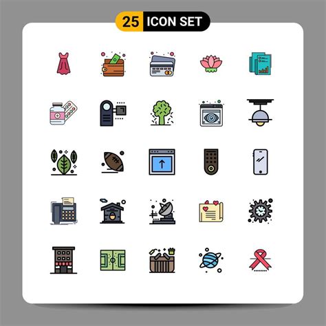 25 Thematic Vector Filled Line Flat Colors And Editable Symbols Of Data