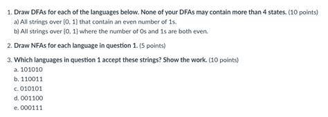 Solved Draw DFAs For Each Of The Languages Below None Chegg Com