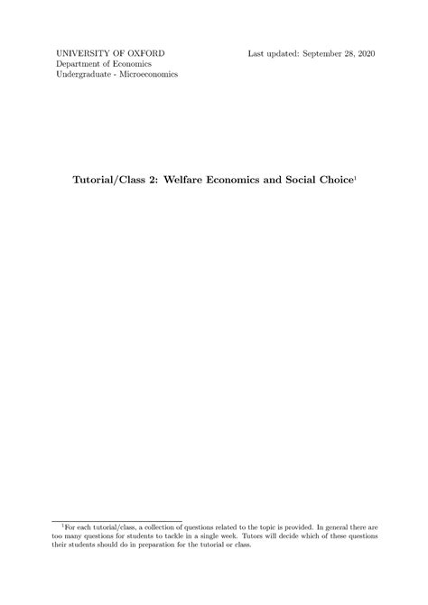 Pset Probelm Set Microeconomics UNIVERSITY OF OXFORD Last Updated September