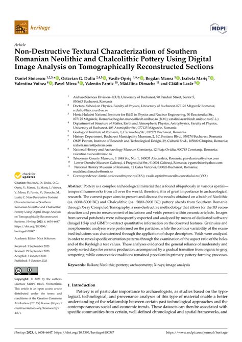 Pdf Non Destructive Textural Characterization Of Southern Romanian Neolithic And Chalcolithic