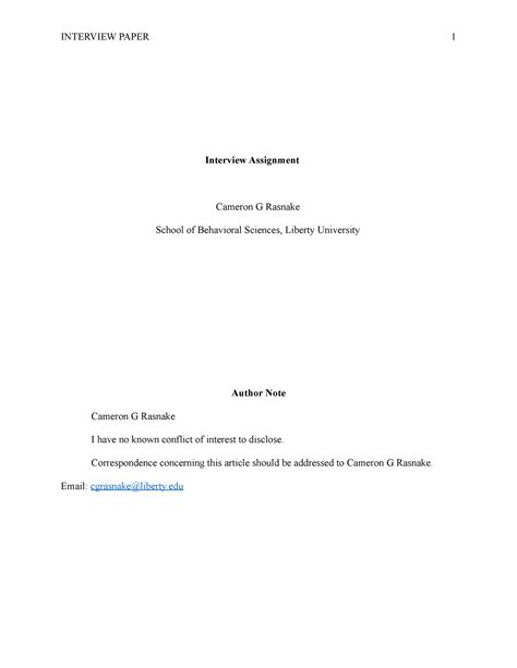 Initial Interview Assignment Interview Assignment Cameron G Rasnake