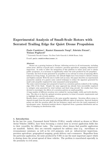 pdf experimental analysis of small scale rotors with serrated
