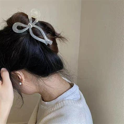 기질 높은 포니테일 헤어 아티팩트 보우 클립 기질 상어 클립 뒷면 클립 한국어 버전 Aliexpress