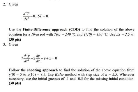 solved 2e the finite difference approach cdd to find