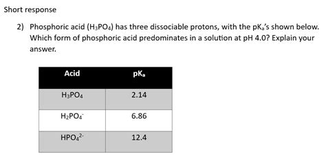 Solved 2 Phosphoric Acid H3po4 Has Three Dissociable