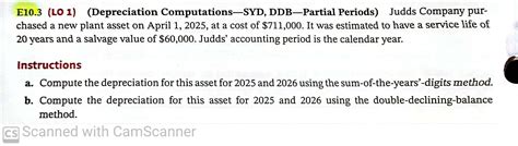 Solved E10 3 Lo 1 Depreciation Computations Syd