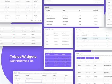 tables widgets dashboard ui kit download free resource