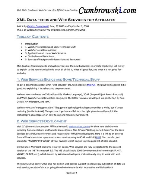 Xml Data Feeds And Web Services For Affiliates PDF