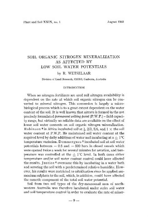 (PDF) Soil organic nitrogen mineralization as affected by low soil ...