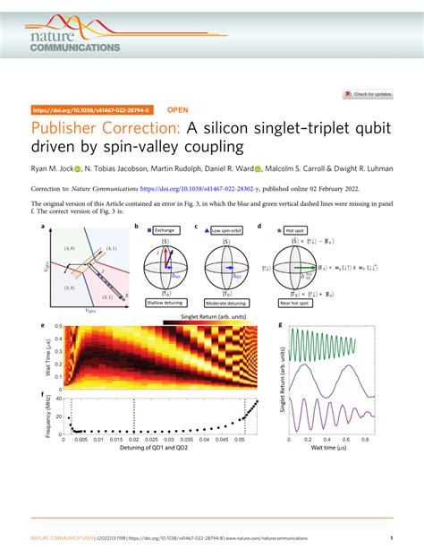Pdf Publisher Correction A Silicon Singlettriplet Qubit Driven By Spin Valley Coupling