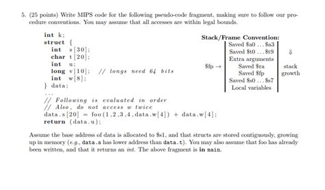 5 25 Points Write Mips Code For The Following