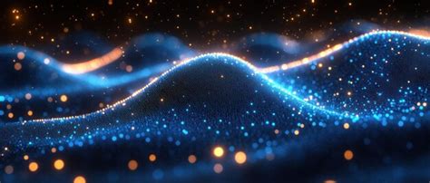 Abstract Blue And Orange Glowing Particles Premium Ai Generated Image