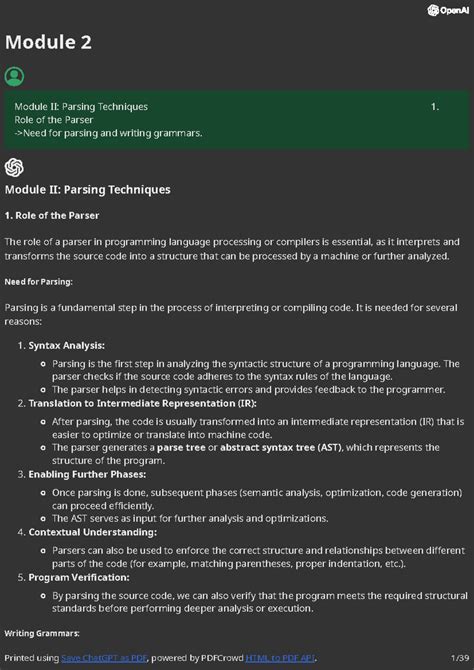 Module 2 Module 2 Module Ii Parsing Techniques 1 Role Of The Parser