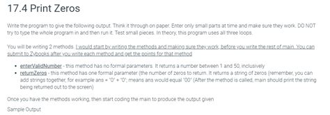 Solved 174 Print Zeros Write The Program To Give The