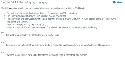Exercise 1041 Secret Key Cryptography About The