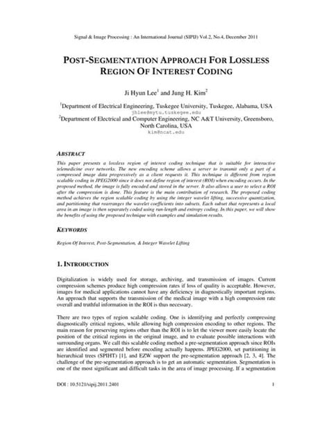 post segmentation approach for lossless region of interest coding pdf