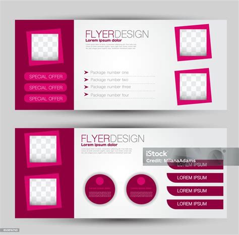 플라이어 배너 또는 웹 헤더 템플릿 집합입니다 벡터 일러스트 레이 션 프로 모션 디자인 배경입니다 핑크 색상입니다 0명에 대한 스톡 벡터 아트 및 기타 이미지 Istock