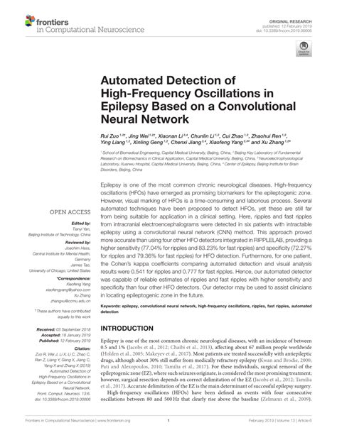 Pdf Automated Detection Of High Frequency Oscillations In Epilepsy