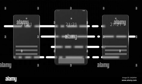 Mobile Phone Screen Ui Set Isolated On Black Background Vector Realistic Illustration Of Glass