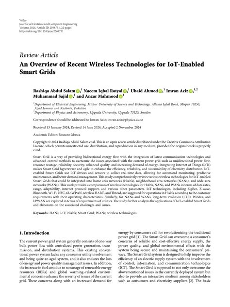 Pdf An Overview Of Recent Wireless Technologies For Iot Enabled Smart Grids
