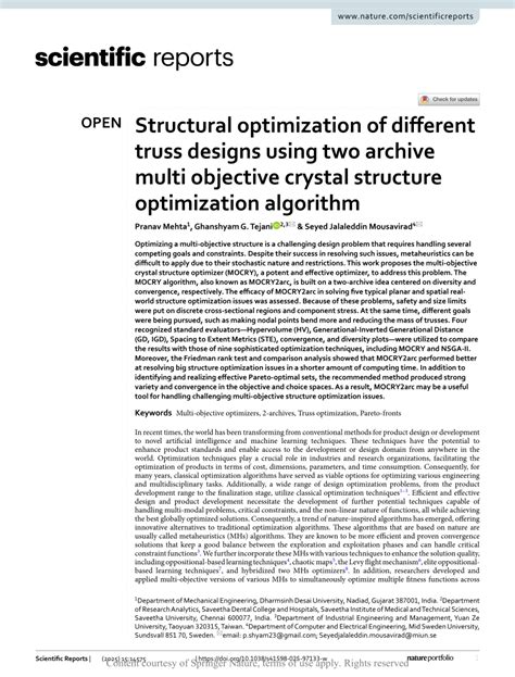 Pdf Structural Optimization Of Different Truss Designs Using Two Archive Multi Objective
