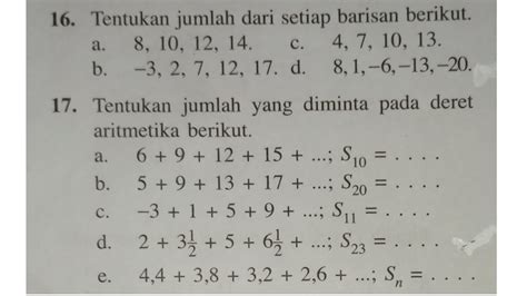 Tentukan Jumlah Dari Setiap Barisan Berikut 8 10 12 14tentukan Jumlah Dari Setiap Barisan