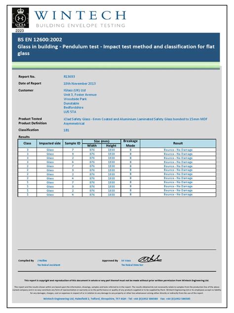 Bs En 126002002 Glass In Building Pendulum Test Impact Test Method