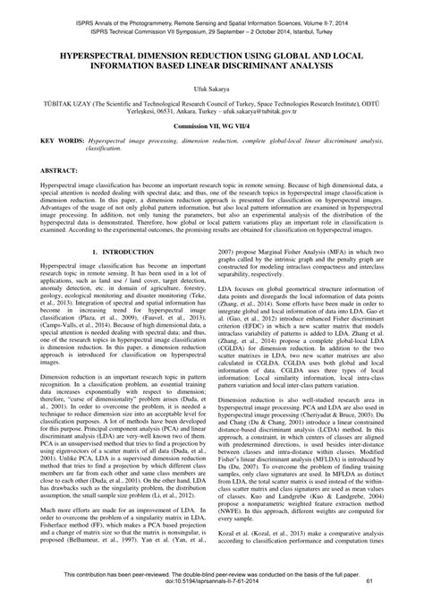 Pdf Hyperspectral Dimension Reduction Using Global And Local