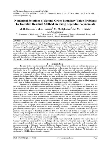 Numerical Solutions Of Second Order Boundary Value Problems By Galerkin Residual Method On Using