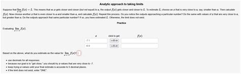 Solved Analytic Approach To Taking Limits Suppose That Lim Chegg