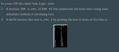 solved in a new cpp file called “task 1 cpp” write 1 a