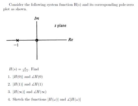 solved consider the following system function h s and its