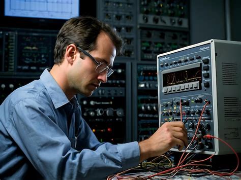 Premium Photo Capture Engineers Testing Electronic Devices Using Osc