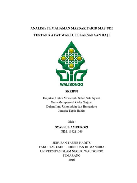 analisis pemahaman masdar farid mas udi tentang ayat waktu pelaksanaan