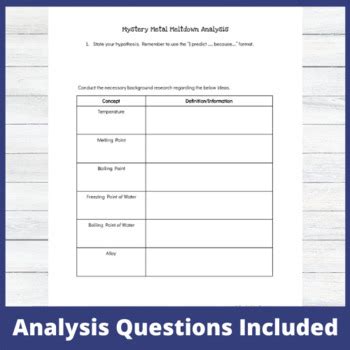 Melting And Boiling Points Of Elements Lab Activity With Key TPT