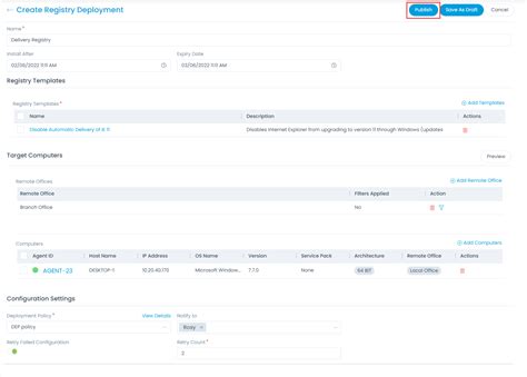 Create Registry Deployment Serviceops