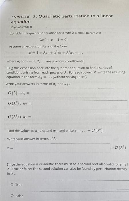 Solved Exercise 3 Quadratic Perturbation To A Linear