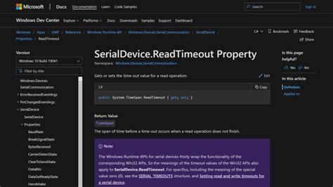 unexpected behavior serial device read timeout only applies when there