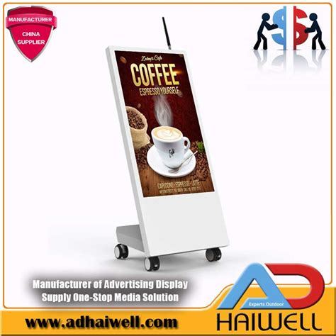Battery Powered LCD Displays Portable Movable Digital Signage Adhaiwell