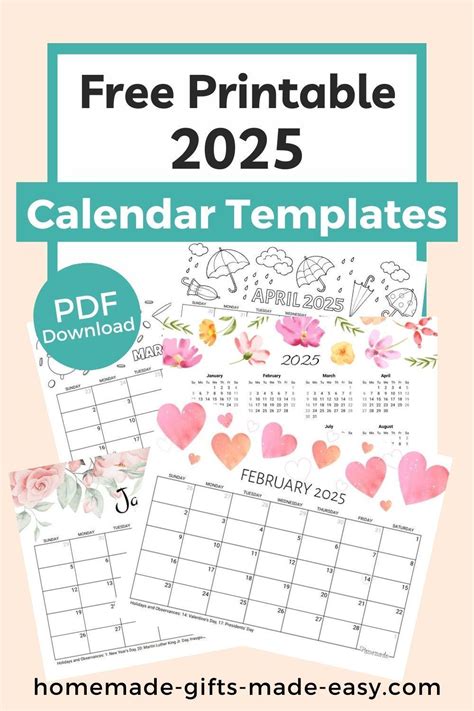 2025 Printable Calendar Homemade Ts Made Easy Printable Calendars